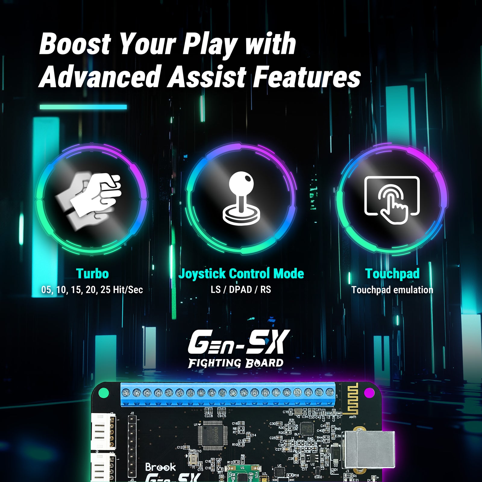 Brook Fighting Gen 5X Fighting Board – PS5, Xbox, Switch, PC | LED ...